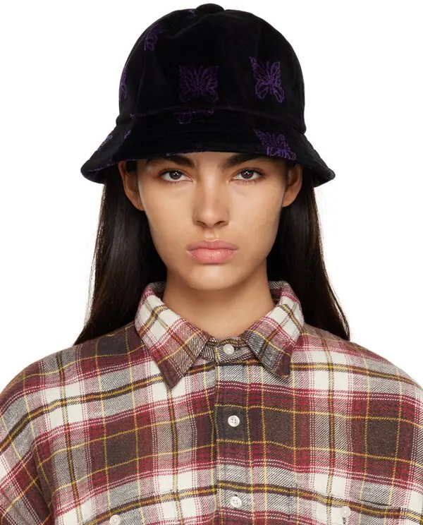 Needles Black Bermuda Hat In 0099 B-Black/Purple - 70% Off